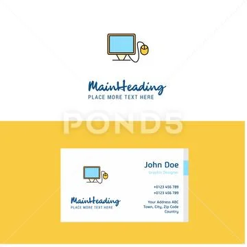 Flat Computer Logo and Visiting Card Template. Busienss Concept Logo ...