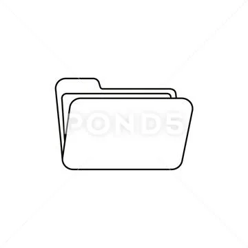 Flat design style vector of open folder icon on white. Black outlines ...