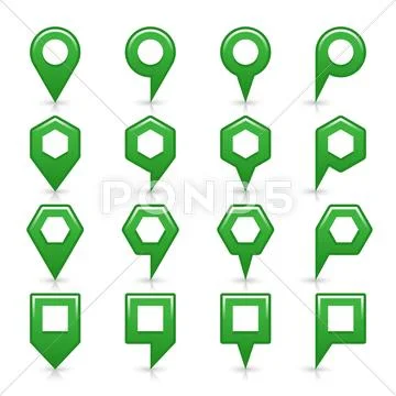 Flat green color map pin sign location icon ~ Clip Art #68196359