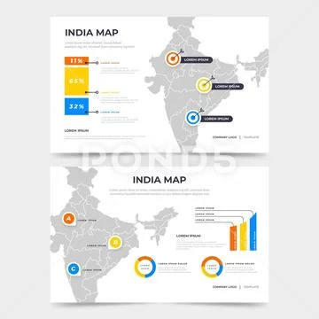 Flat india map infographic ~ Clip Art ~ Download #288490523