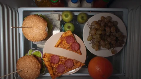 Flat lay of the hand take food at night ... | Stock Video | Pond5