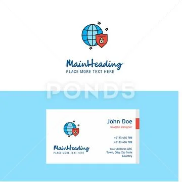 Flat Protected internet Logo and Visiting Card Template. Busienss ...