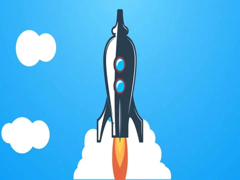 Flat style animation of rocket launch. | Stock Video | Pond5