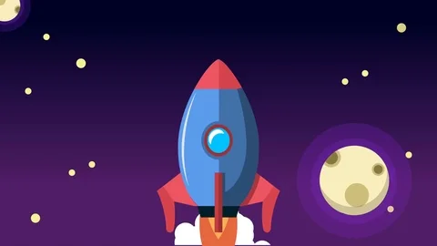 Flat style animation of rocket launch in... | Stock Video | Pond5
