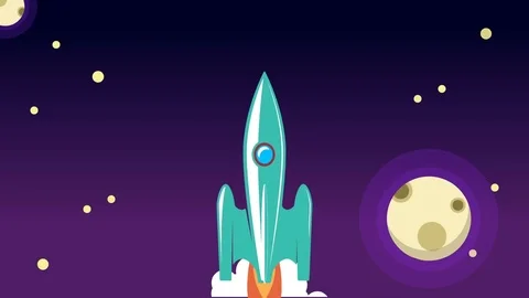 Flat style animation of rocket launch in... | Stock Video | Pond5