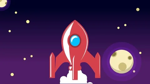 Flat style animation of rocket launch in... | Stock Video | Pond5