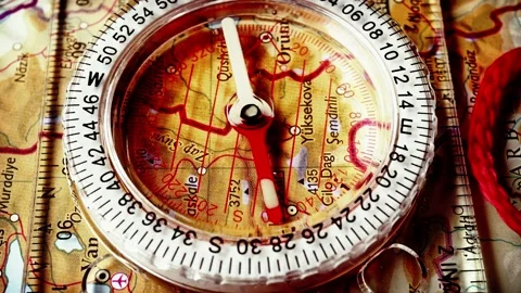 Flat transparent compass on map backgrou... | Stock Video | Pond5