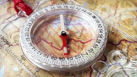 Flat transparent compass on map backgrou... | Stock Video | Pond5