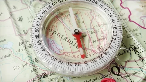 Flat transparent compass on map backgrou... | Stock Video | Pond5