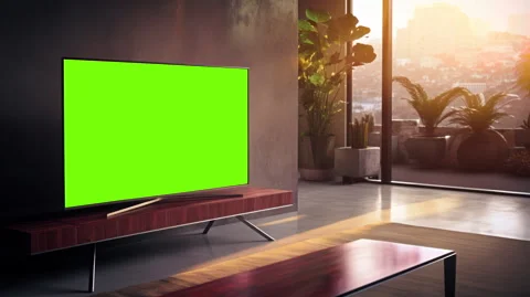 Flat TV with a green screen mock up chro... | Stock Video | Pond5