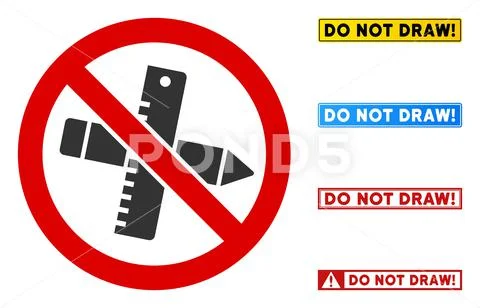 Flat Vector No Drawing Tools Sign with Badges in Rectangle Frames ...