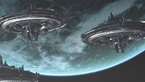 Fleet of UFO Alien Spaceships Heading To... | Stock Video | Pond5