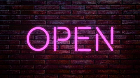 Flickering blinking pink neon sign on br... | Stock Video | Pond5