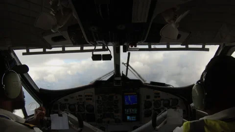 Flight cockpit - flying through rain clo... | Stock Video | Pond5