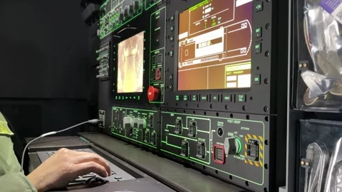 The flight control panel in the Airbus A... | Stock Video | Pond5