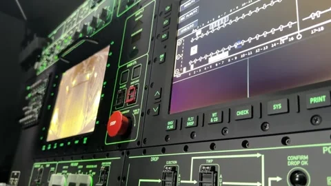 The flight control panel in the Airbus A... | Stock Video | Pond5