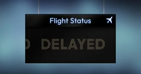Flight Delayed Status shown on digital s... | Stock Video | Pond5