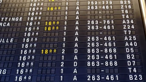 Flight Departures information board at A... | Stock Video | Pond5