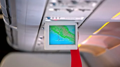 Flight map screen inside aircraft | Stock Video | Pond5