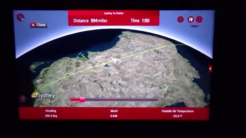 Flight monitor on the plane. Interactive... | Stock Video | Pond5