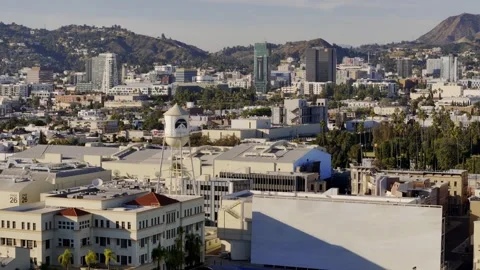 Flight over the famous Paramount Picture... | Stock Video | Pond5