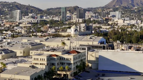 Flight over the famous Paramount Picture... | Stock Video | Pond5