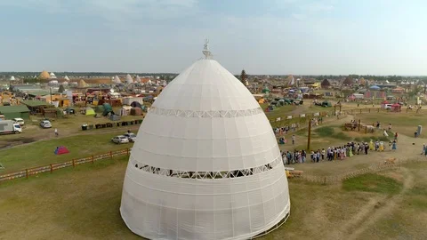 Flight tall yurt Ysyakh Yakutia celebrat... | Stock Video | Pond5