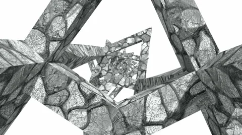 Flight through the stone structure.Seaml... | Stock Video | Pond5