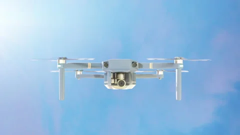 Flight of an unmanned drone in the sky | Stock Video | Pond5