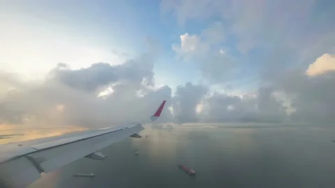 flight window view landing at airport Ch... | Stock Video | Pond5
