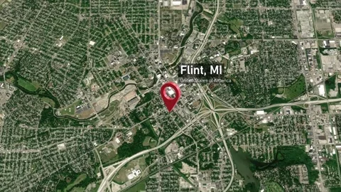 Flint City Map Zoom (MI, USA) from Space... | Stock Video | Pond5