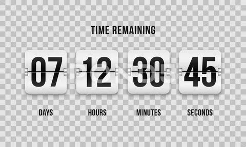 Flip countdown clock counter timer. Vector time remaining count down flip boa ~ Clip Art #134931675