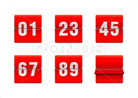 Flip countdown red clock with two-digit numbering: Royalty Free #137001790