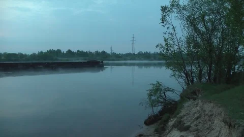 Floating Cargo Barge Down by the River | Stock Video | Pond5