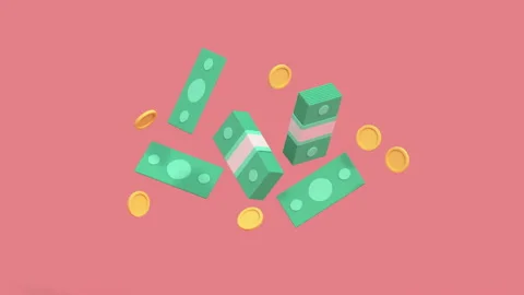 Floating cash minimal cartoon style 3D r... | Stock Video | Pond5