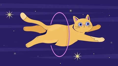 Floating cat through cosmic hula hoop lo... | Stock Video | Pond5