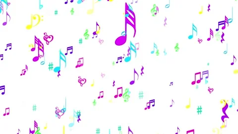 Floating colorful music notes. Exploding... | Stock Video | Pond5