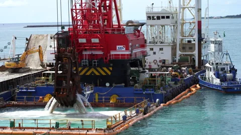Floating crane platform is engaged in de... | Stock Video | Pond5