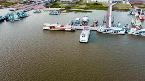 Floating dock and ferries at the port of... | Stock Video | Pond5