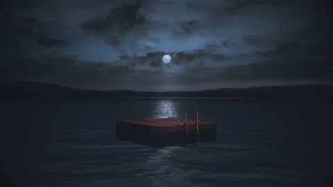 Floating Dock Moonlight Ocean Motion Bac... | Stock Video | Pond5