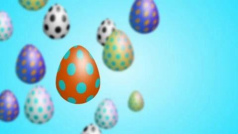 floating egg animation isolated on blue ... | Stock Video | Pond5