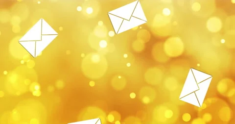 Floating envelopes animation over golden... | Stock Video | Pond5