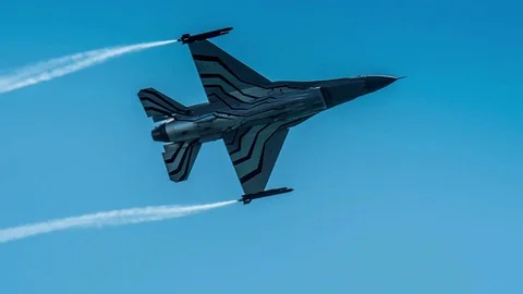 Floating fighter jet cinemagraph plotagr... | Stock Video | Pond5