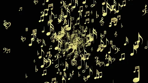 Floating golden music notes. Exploding i... | Stock Video | Pond5