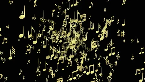 Floating golden music notes. Exploding i... | Stock Video | Pond5