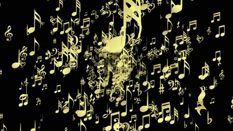Floating golden music notes. Exploding i... | Stock Video | Pond5