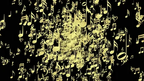 Floating golden music notes. Exploding i... | Stock Video | Pond5