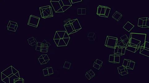 Floating green cubes in dark background | Stock Video | Pond5