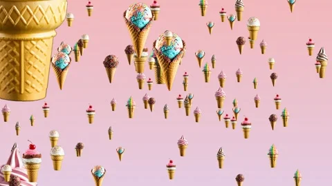 Floating Ice Cream Cone, Flying Ice Crea... | Stock Video | Pond5