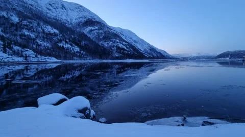 floating ice flakes on river water flowi... | Stock Video | Pond5